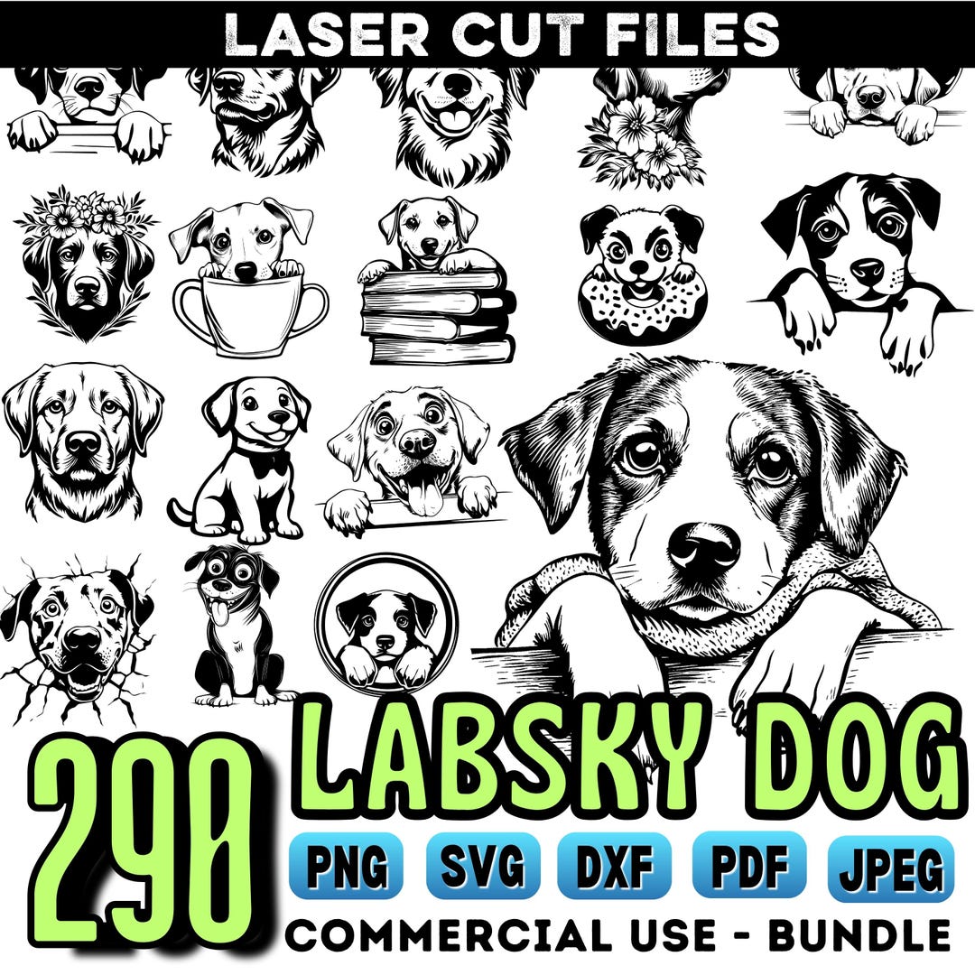 Labsky Dog Laser Cut Files | SVG DXF Bundle | Husky Labrador Mix | CNC ...