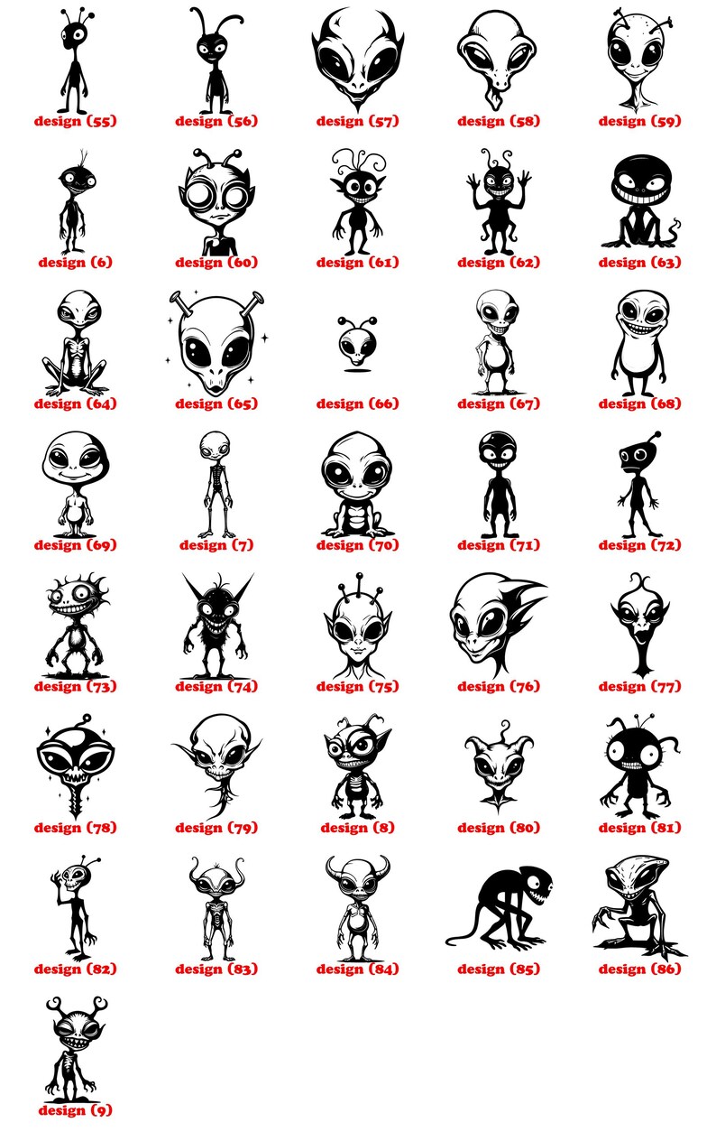 Different Ugly Quirky Aliens Svg Png Pdf & Dxf Bundle Funny ...