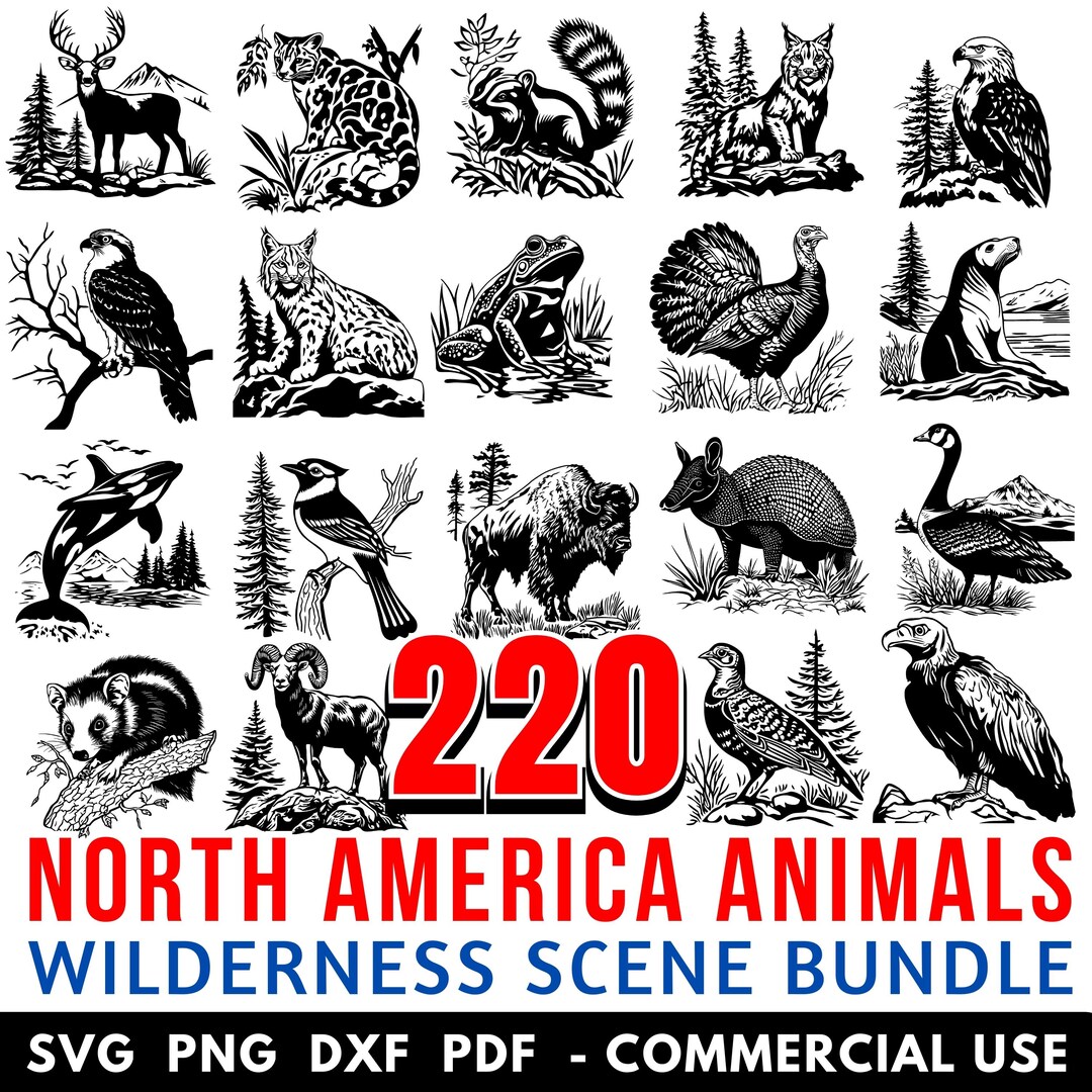 North American Wildlife SVG Bundle | Wilderness Scene Cut Files | Deer ...