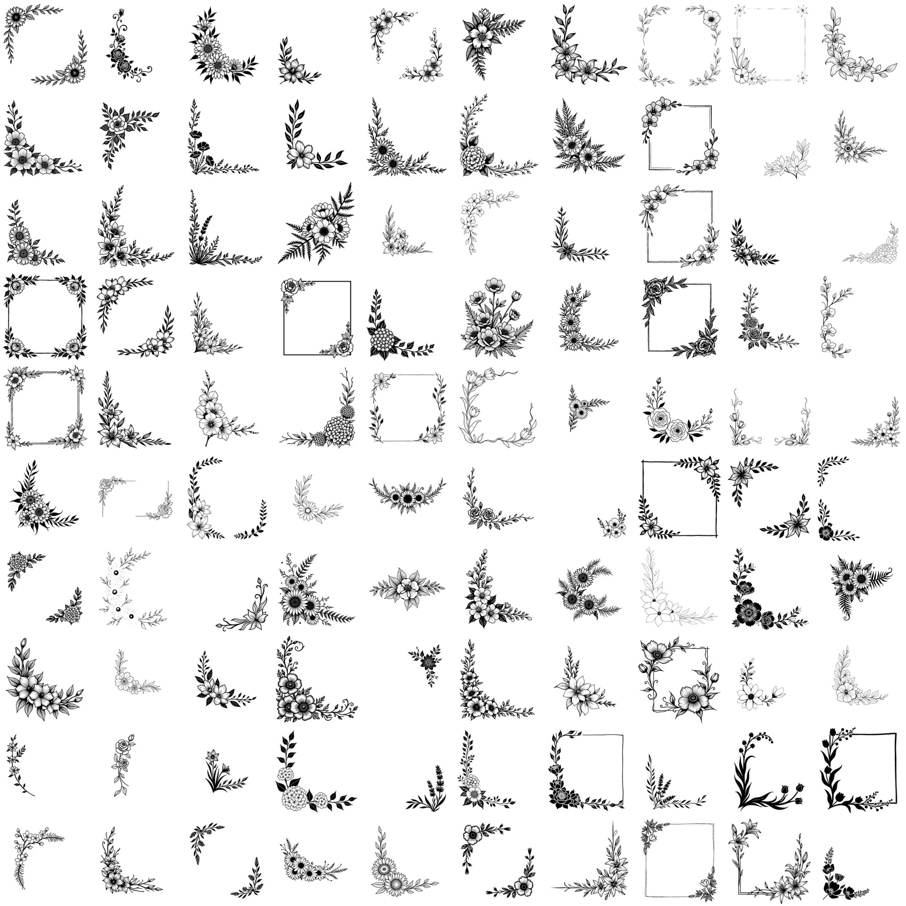 Floral Corner SVG Bundle | Frame Border Cut Files for Laser & Cricut ...