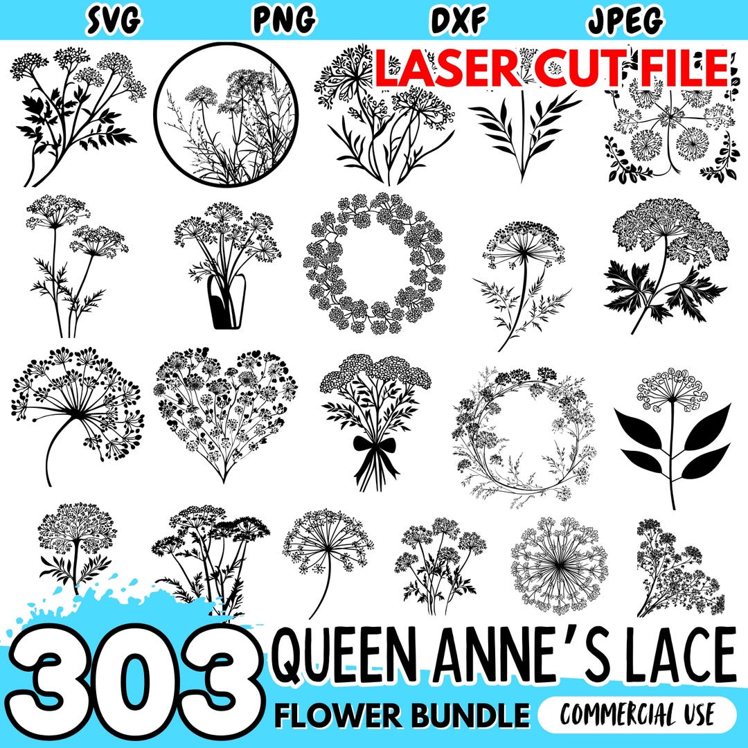 Queen Anne’s Lace Laser Cut Files | Wildflower Laser SVG | Floral DXF ...