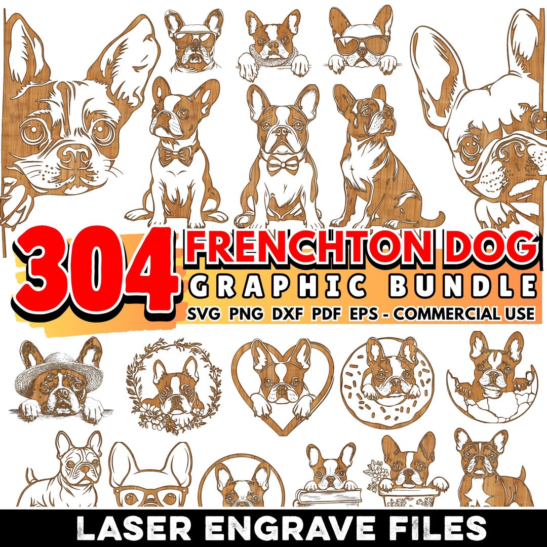 Frenchton Dog DXF Bundle | French Bulldog Laser Cut Files | Frenchie ...