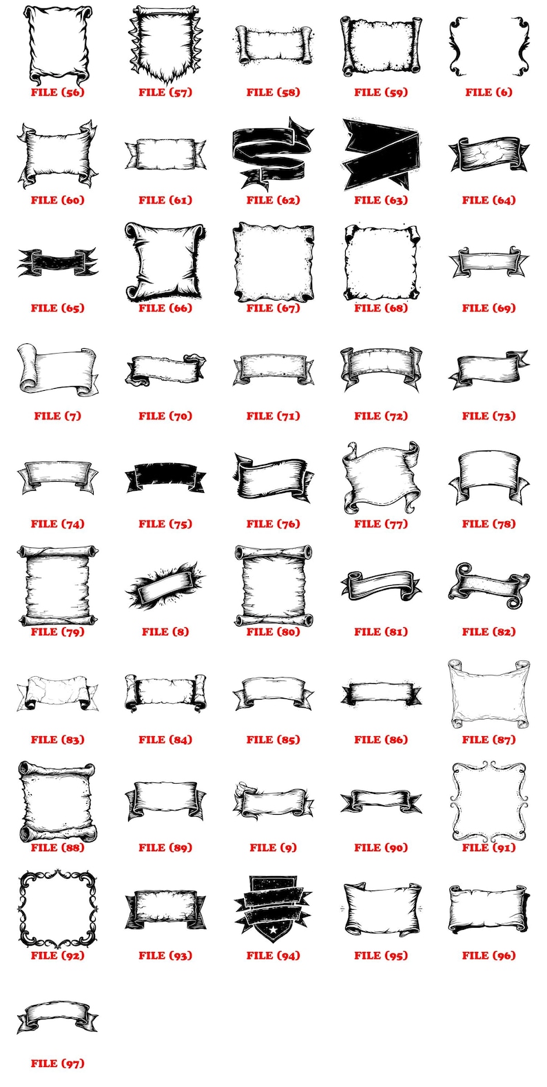 Laser Engrave Files Vintage Ribbon Banner Svg Png Pdf & Dxf Bundle ...