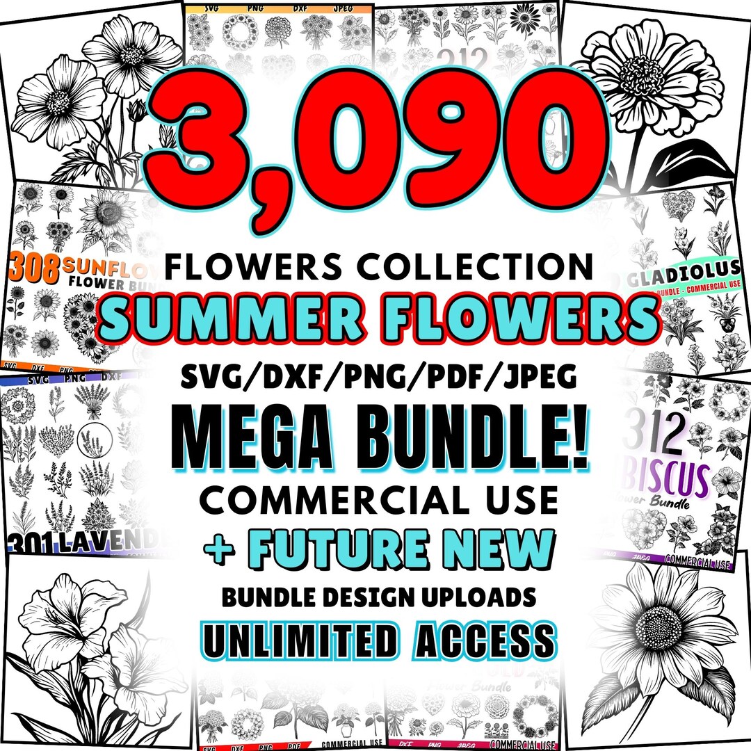 Summer Flowers Mega Bundle SVG | Floral SVG Cut Files | Summer Floral ...