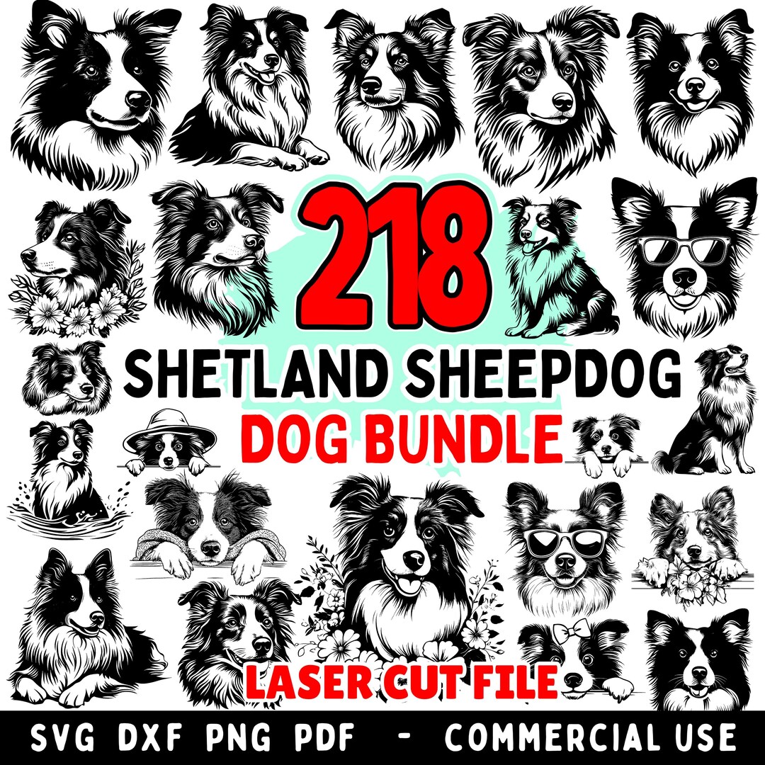 Sheltie SVG Bundle | Laser Cut Dog Files | Shetland Sheepdog DXF ...