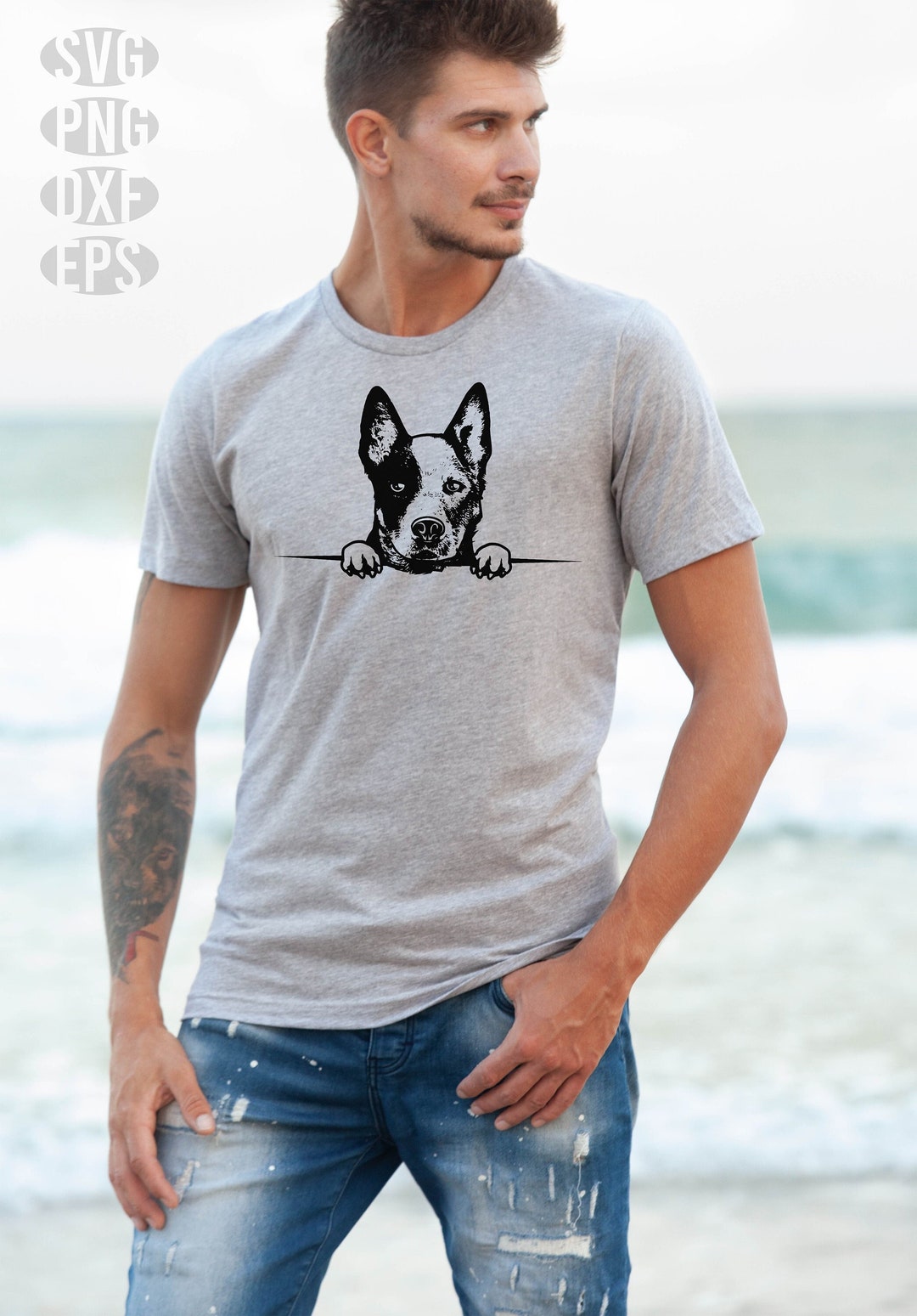 Heeler Svg Cool Peeking Heeler Funny Face - Australian Cattle Dog Svg ...
