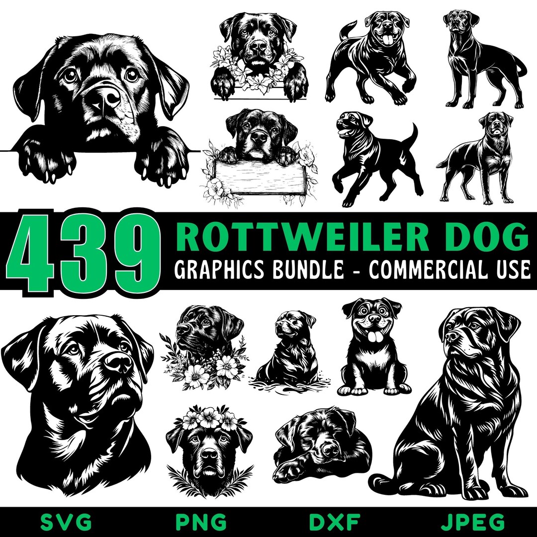Rottweiler Dog SVG Bundle | Rottweiler DXF Cut Files | Rottweiler ...