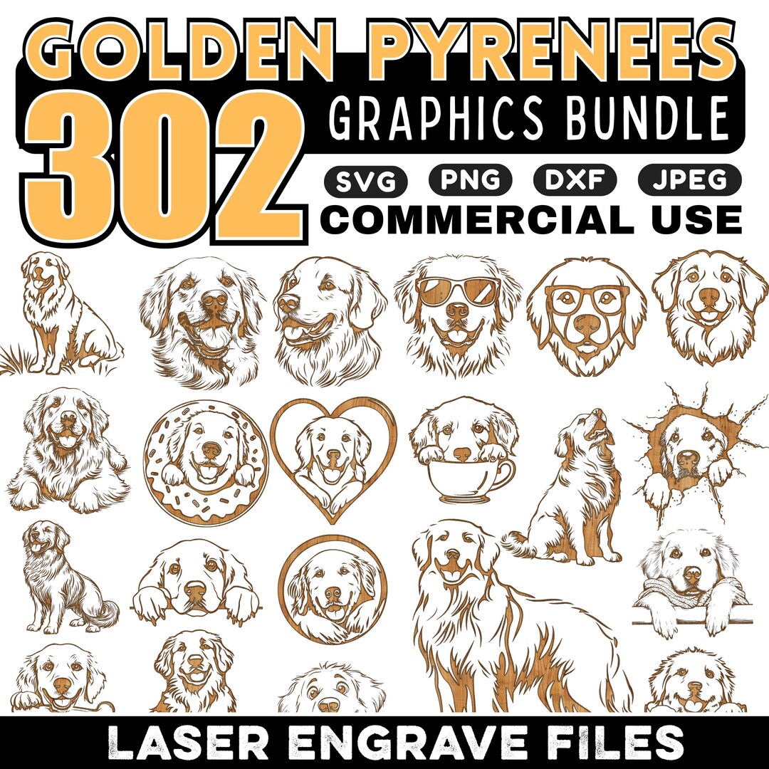 Golden Pyrenees Dog SVG | DXF Files | Laser Engraving | Commercial Use ...