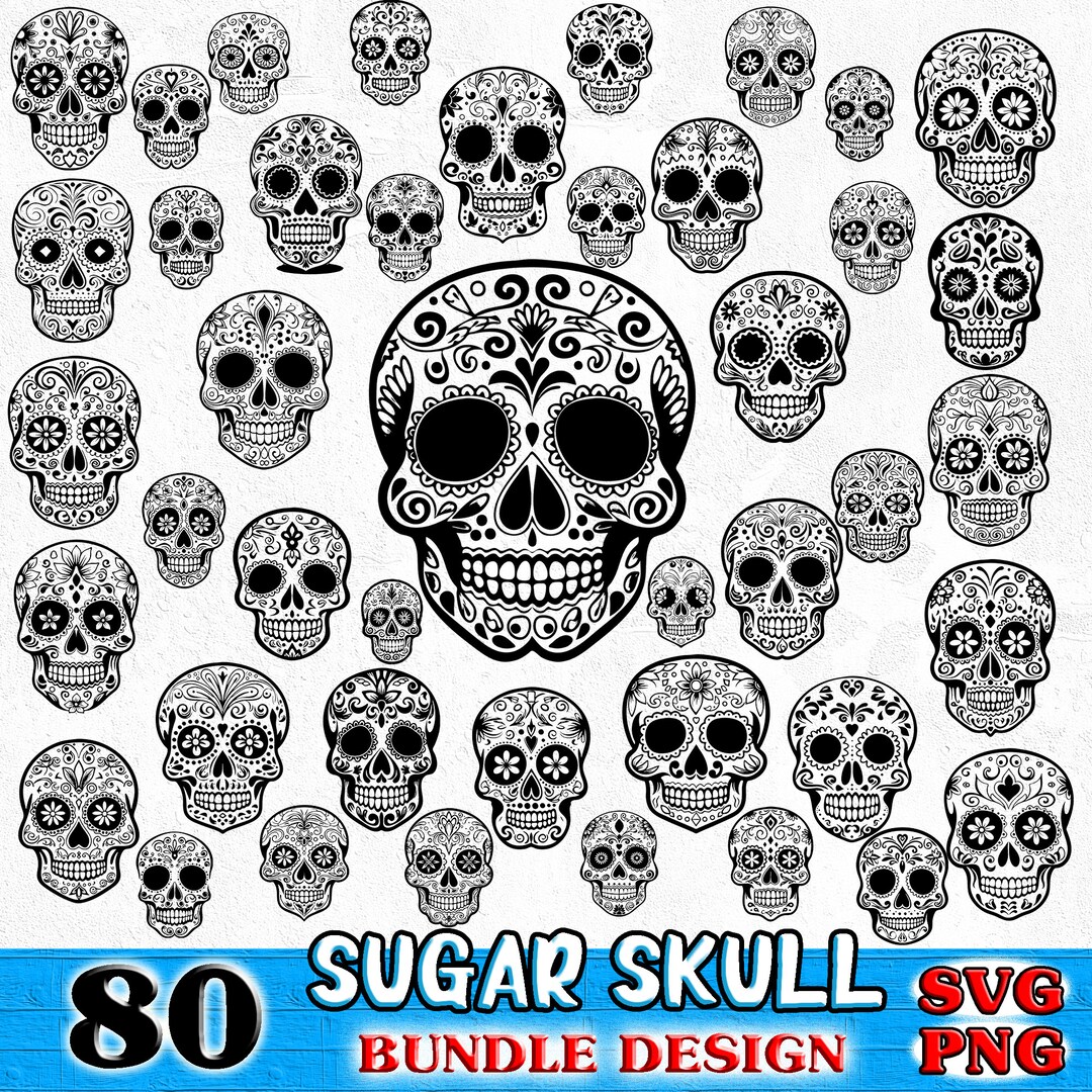 Sugar Skull Bundle SVG, PNG Instant Digital Downloads - Etsy