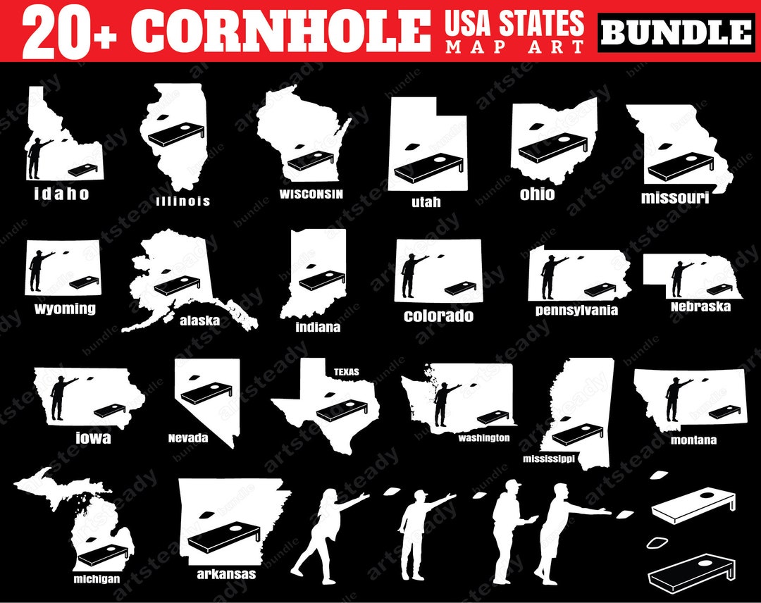 Cornhole Svg Files CORNHOLE 20 MAPS Corn Hole Game Svg Digital Download ...