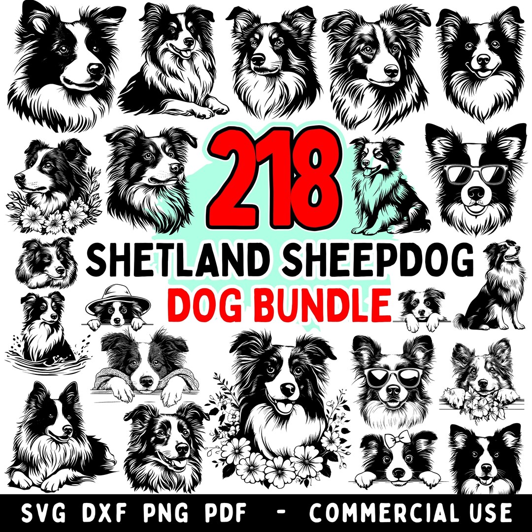Shetland Sheepdog SVG Bundle | Sheltie Dog DXF Files | Dog Lover Cricut ...