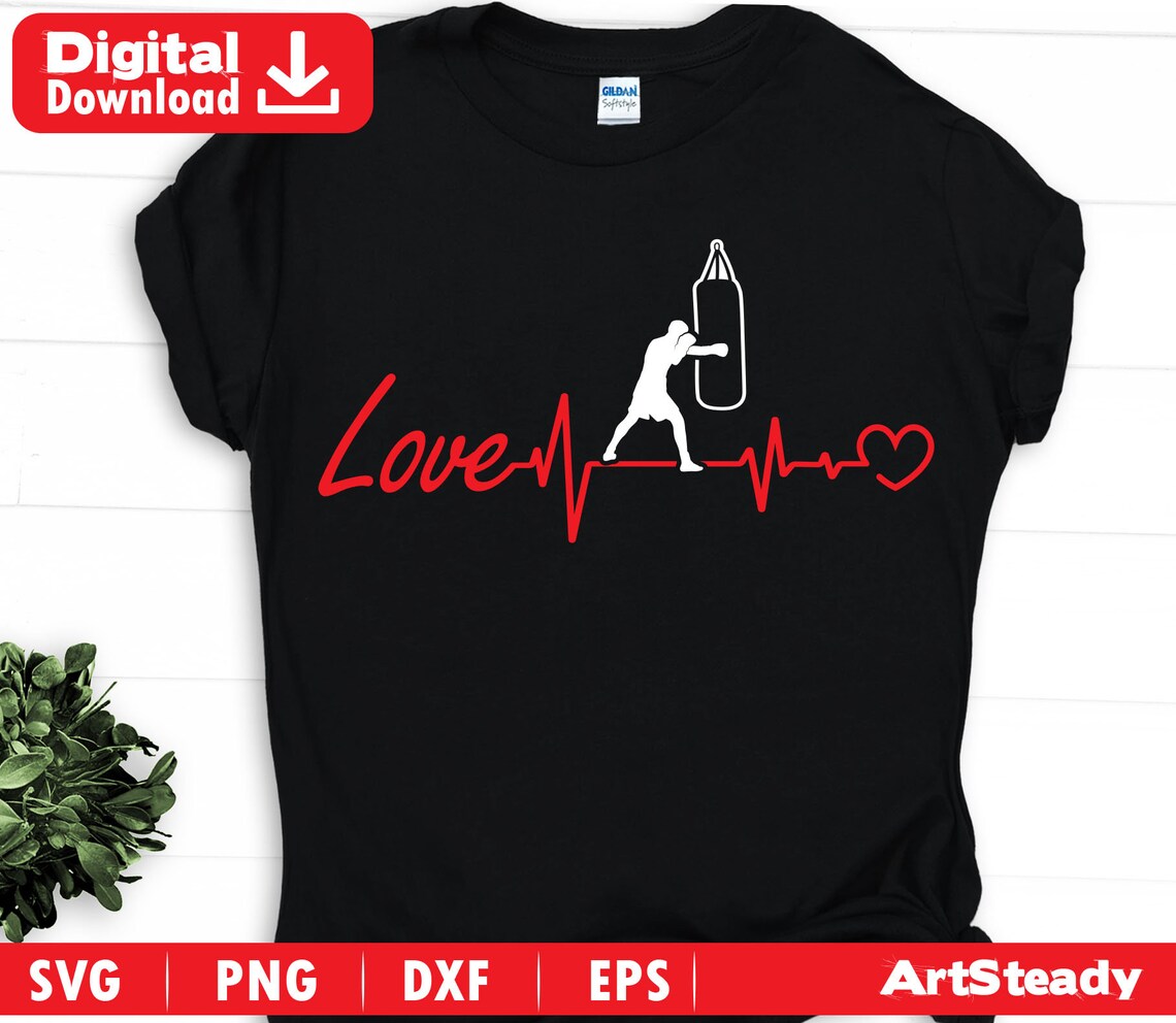 Boxing Svg Files LOVE Heartbeat Graphic Art Boxer Svg or | Etsy