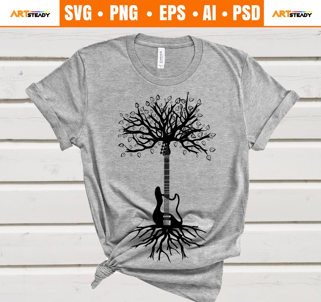Guitar SVG File Art | Bass Guitarist Tree Trunk Design | Musician and ...
