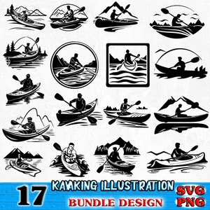 Kayaking Illustration Svg, Bundle SVG, PNG Instant Digital Downloads - Etsy