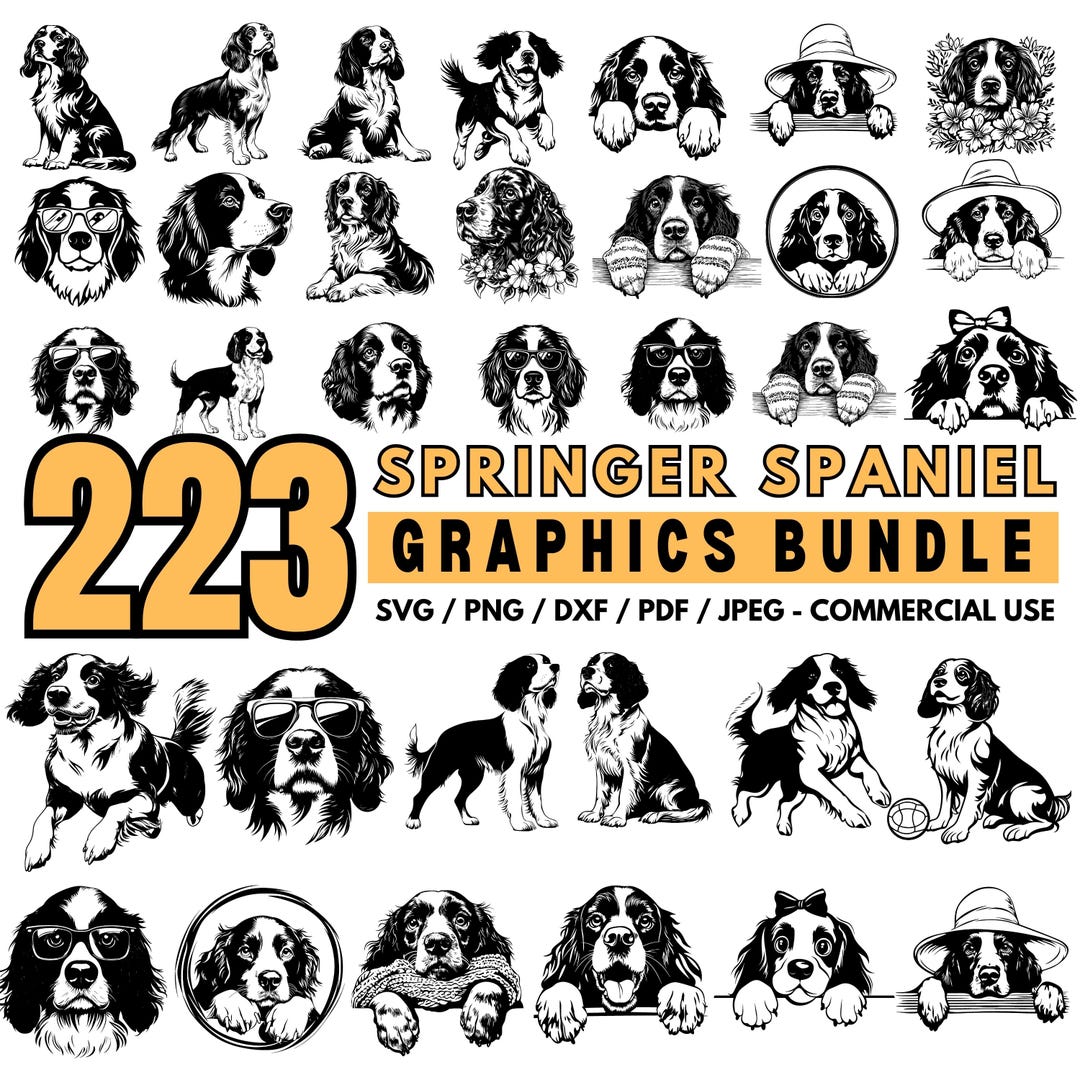 Springer Spaniel Dog Bundle SVG | DXF Bundle | Dog Breed Digital Design ...