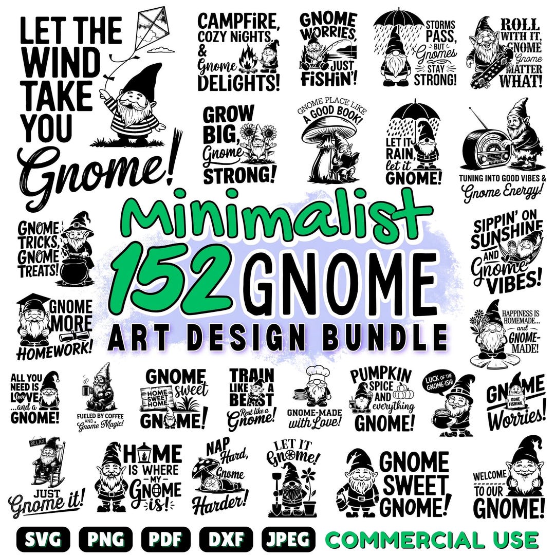 Minimalist Gnome SVG Bundle | Modern Gnome Cut Files | Scandinavian ...