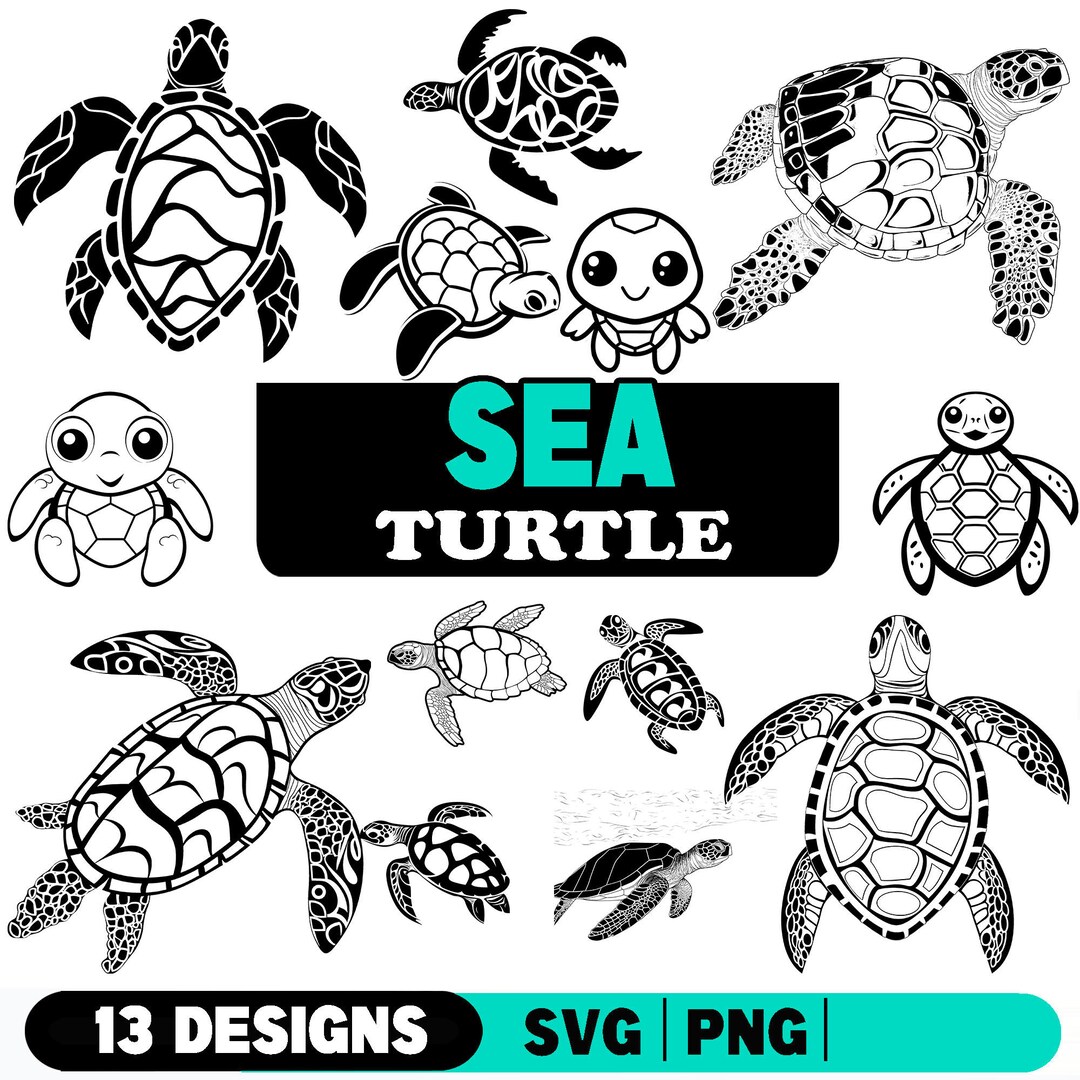 Sea Turtle, Bundle SVG, PNG Instant Digital Downloads - Etsy