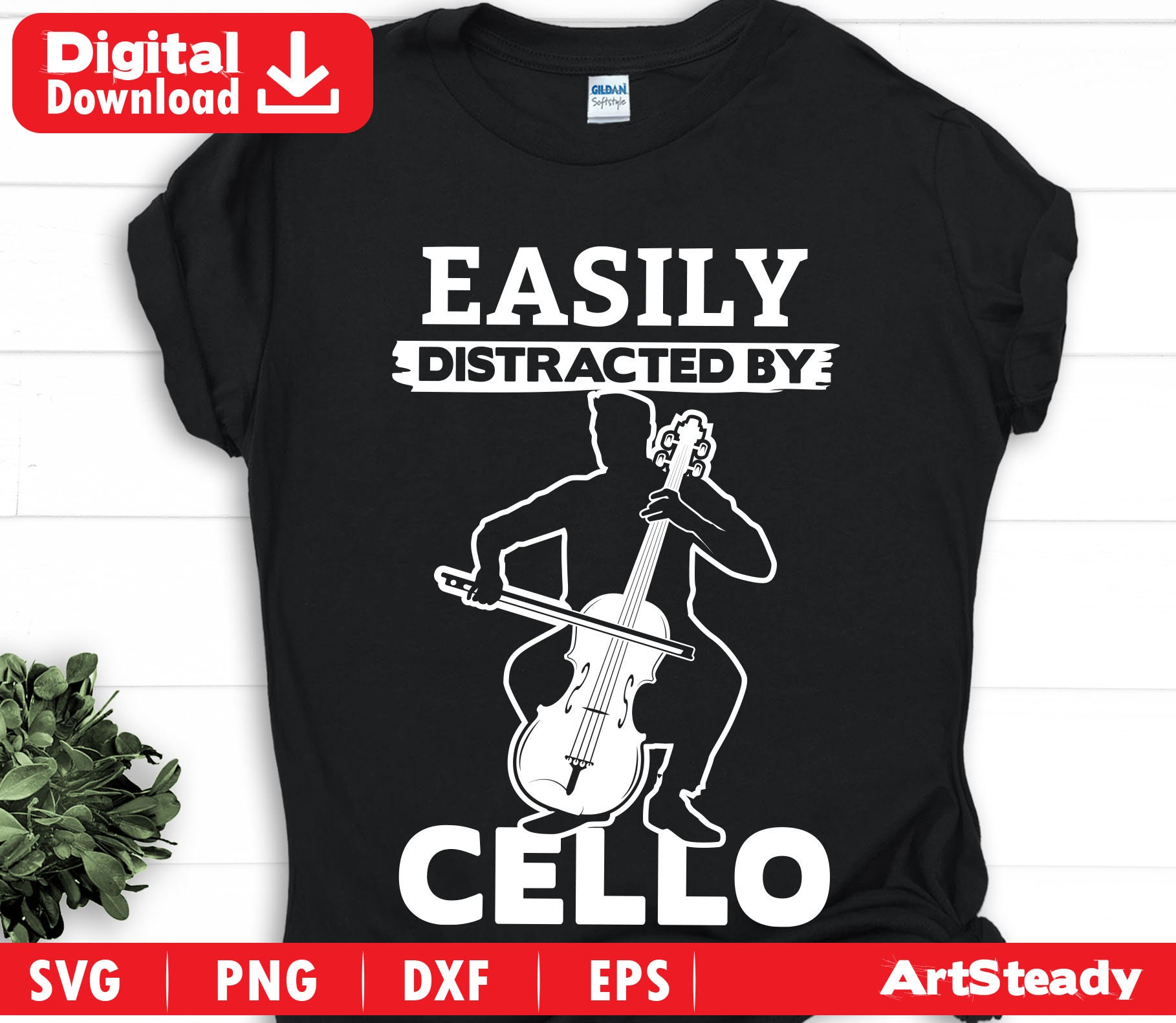 Cello Svg Files Cello Instrument Graphics Easily Distracted | Etsy