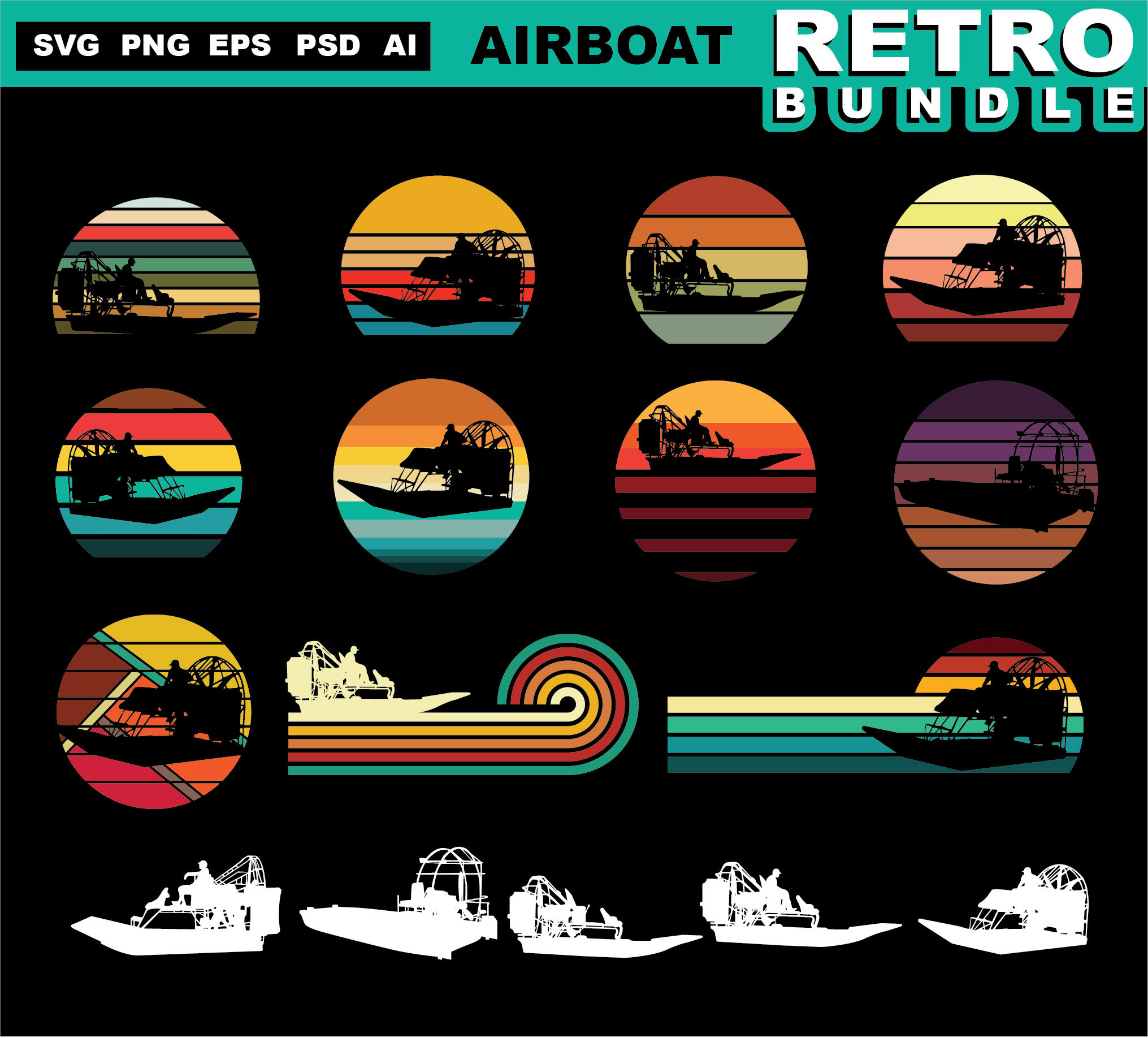 Airboat Svg Airboat RETRO BUNDLE River Airboating Instant - Etsy