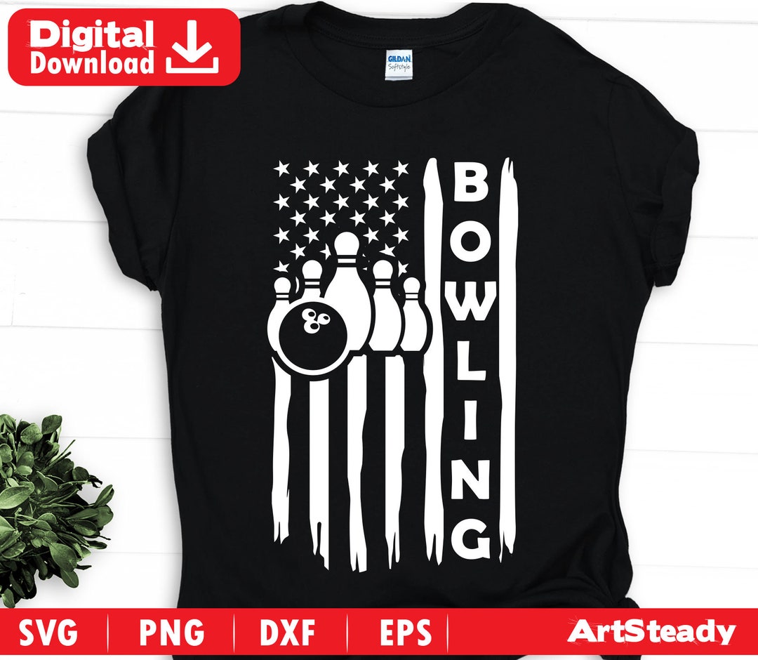 Bowling Svg Files Art - Vintage USA American Flag Distress Style ...