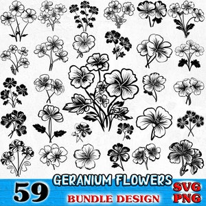Geranium Flowers Bundle SVG, PNG Instant Digital Downloads - Etsy