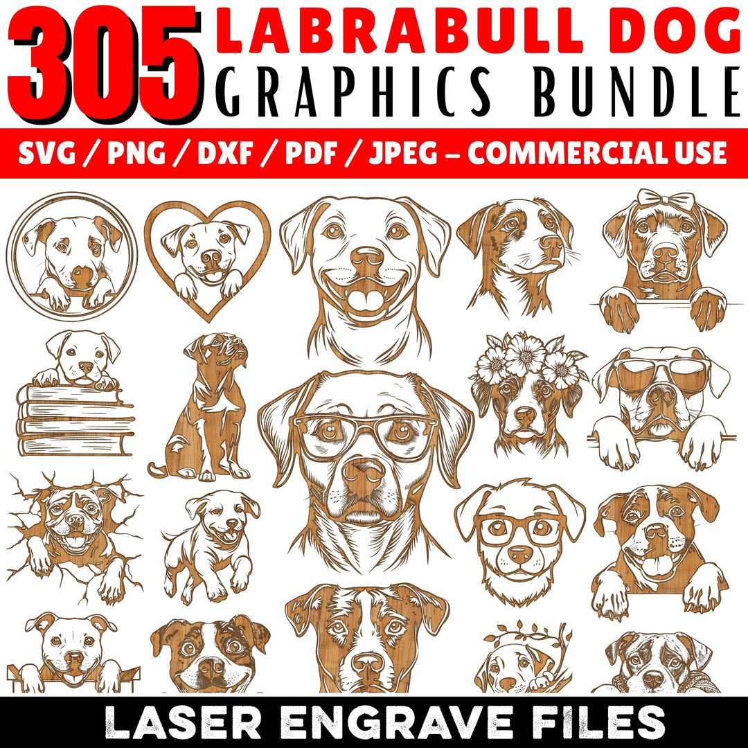 Labrabull Dog Engraving Files | Pitbull-labrador Mix SVG/DXF | Laser ...
