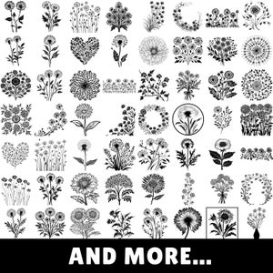 Dandelion Flower Engraving Files | Dandelion SVG & DXF Bundle | Floral ...