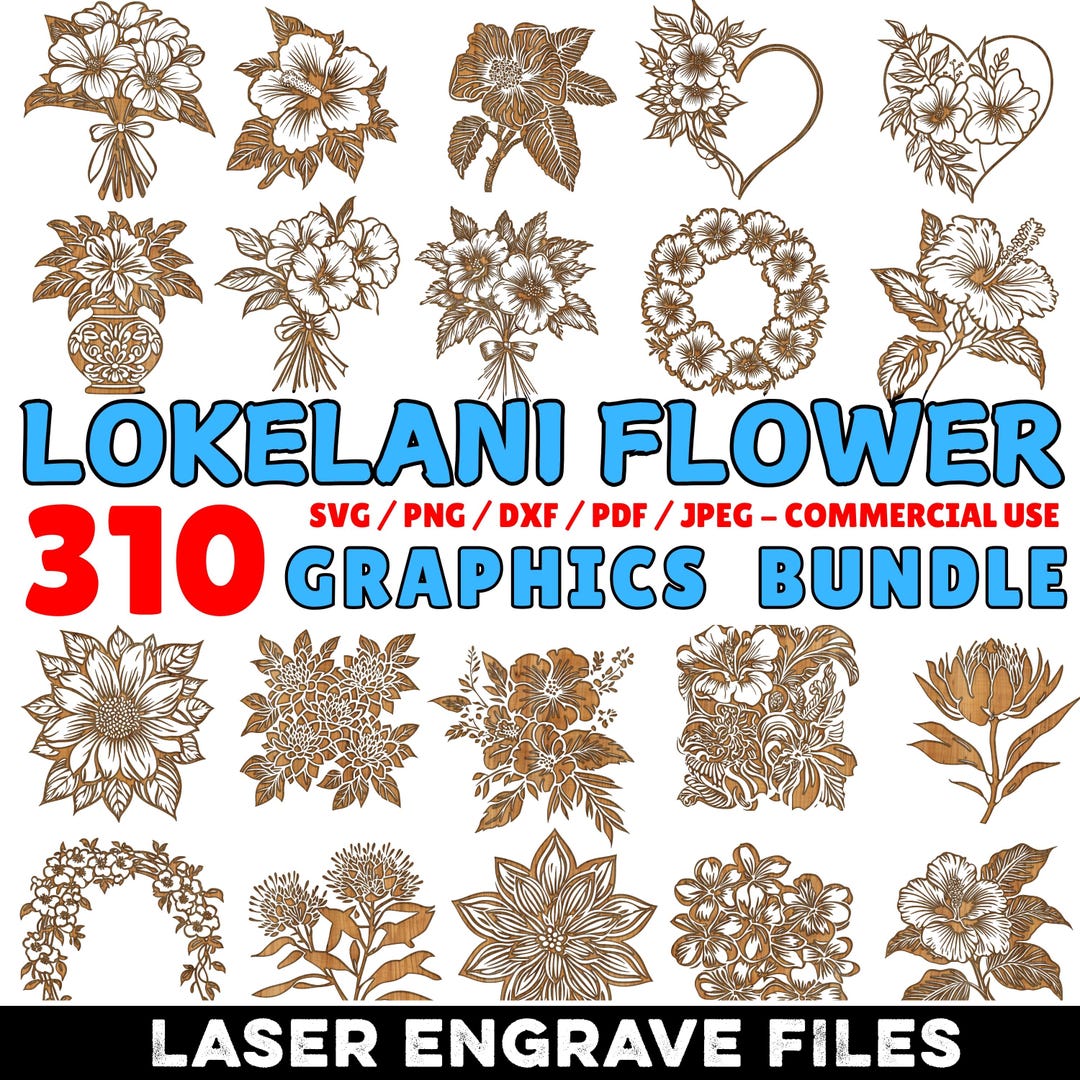 Lokelani Flower Laser Engraving Files | Hawaiian Rose SVG Bundle | Pink ...