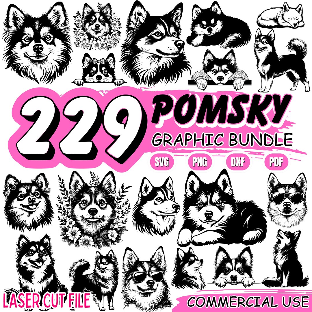 Pomsky Dog SVG Bundle | Laser Cut Files | Glowforge Dog Designs ...