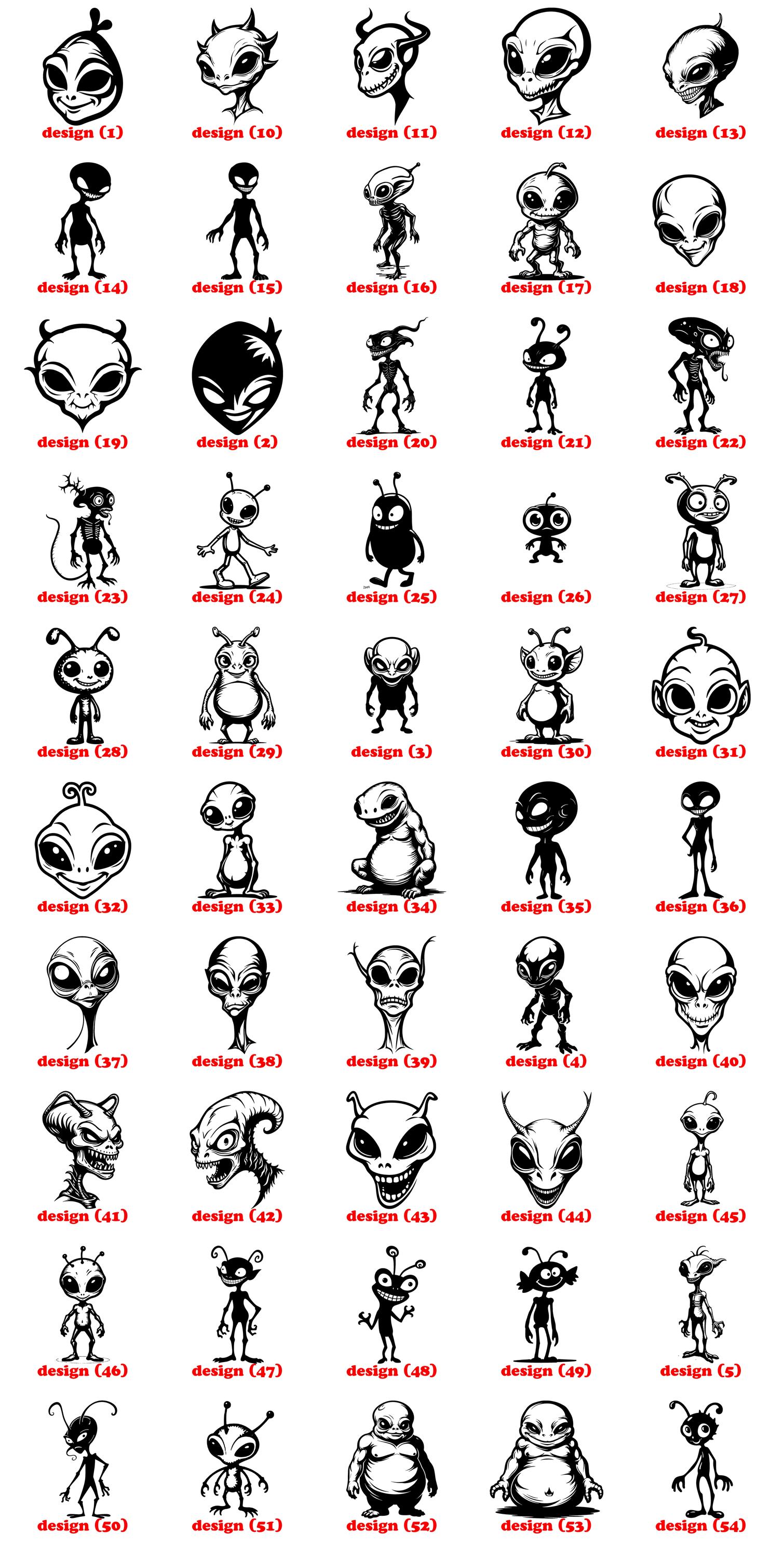 Different Ugly Quirky Aliens Svg Png Pdf & Dxf Bundle Funny ...