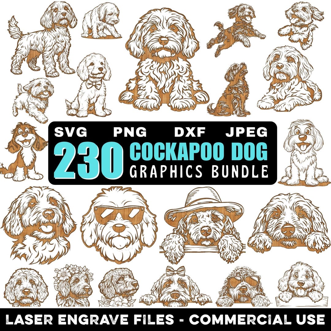 Laser Engrave Files Cockapoo Dog SVG Bundle for Cricut Silhouette - Dog ...