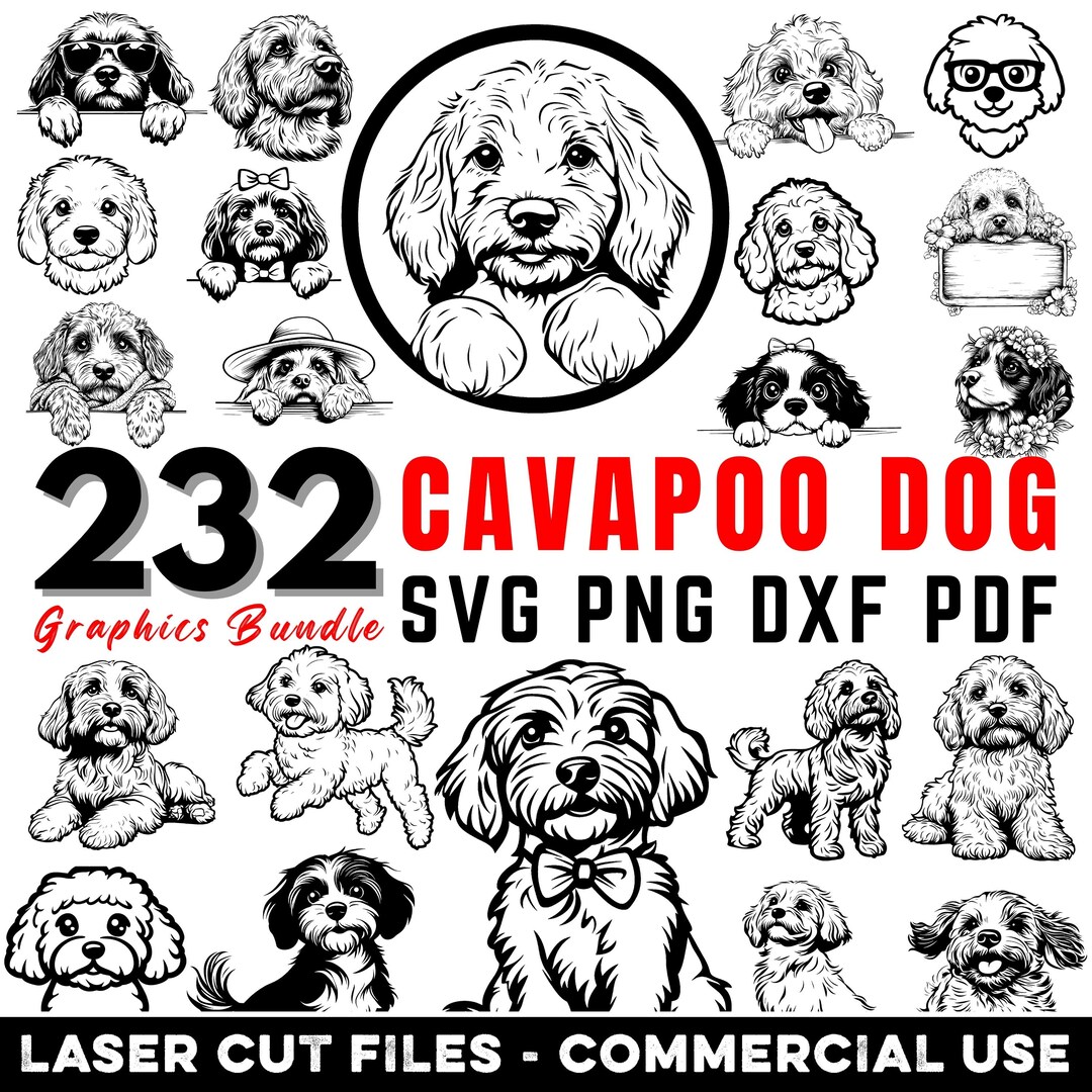 Laser Cut Files Cavapoo Dog Svg Dxf Png Jpeg Bundle Instant Digital ...