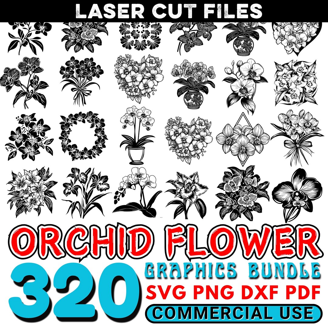 Orchid Flower Laser Cut | Floral DXF Files | Orchid CNC Design ...