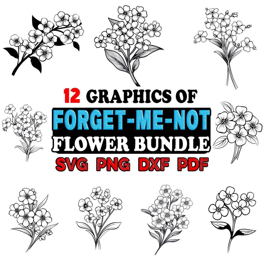 Forget-me Not Me Flowers Bundle SVG, Png, Dxf, Pdf - Instant Digital ...