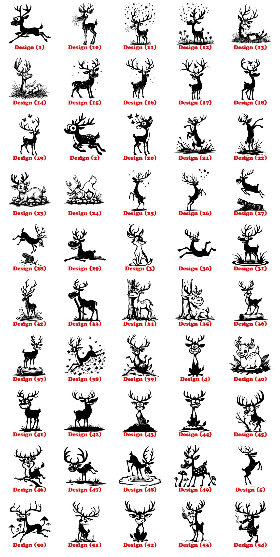 Goofy Big Eyes Deer Svg Png Pdf & Dxf Bundle for Cricut and Silhouette ...