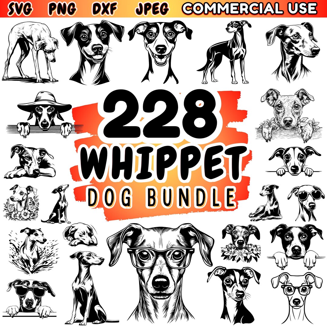 Whippet Dog SVG Bundle | Dog Breed DXF Files | Cricut Design Space ...