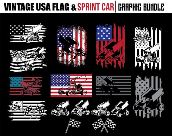 Sprint Car Svg Files sprint Car FLAG BUNDLE Racing Cars Svg - Etsy