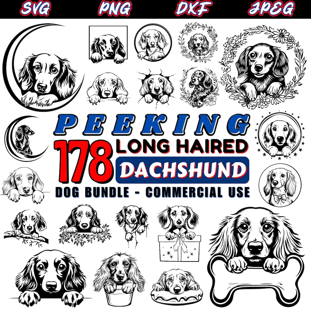 Long Haired Dachshund Laser Engraving | Peeking Dachshund SVG DXF File ...
