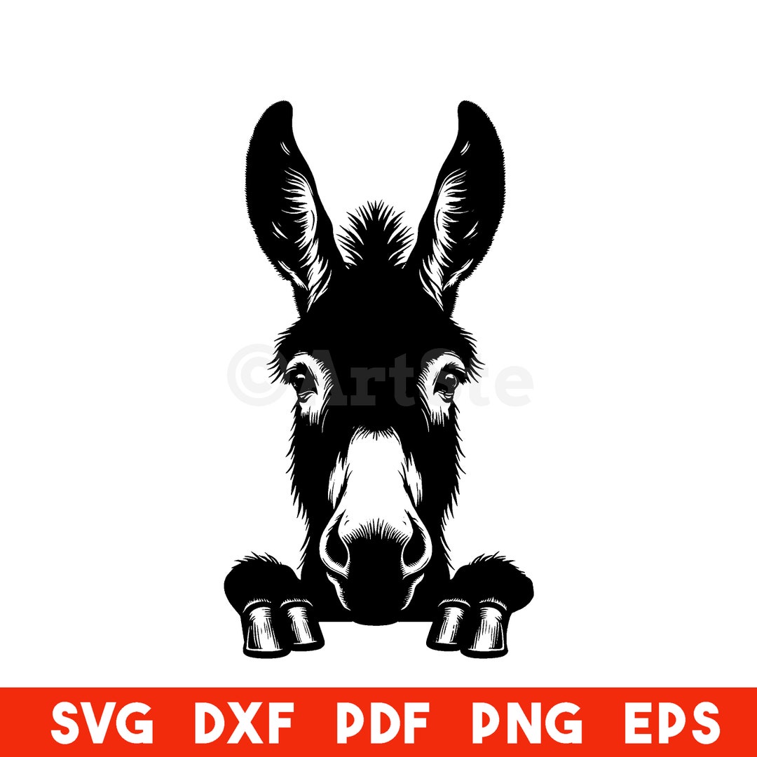 Peeking MULE Cute Theme Farm Animals Svg , Dxf, Png, Eps, Pdf Instant ...