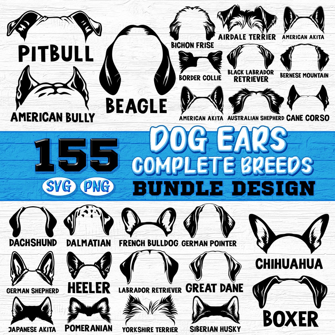 Cute DOG Ears Complete Breed Bundle SVG, PNG Instant Digital Downloads ...