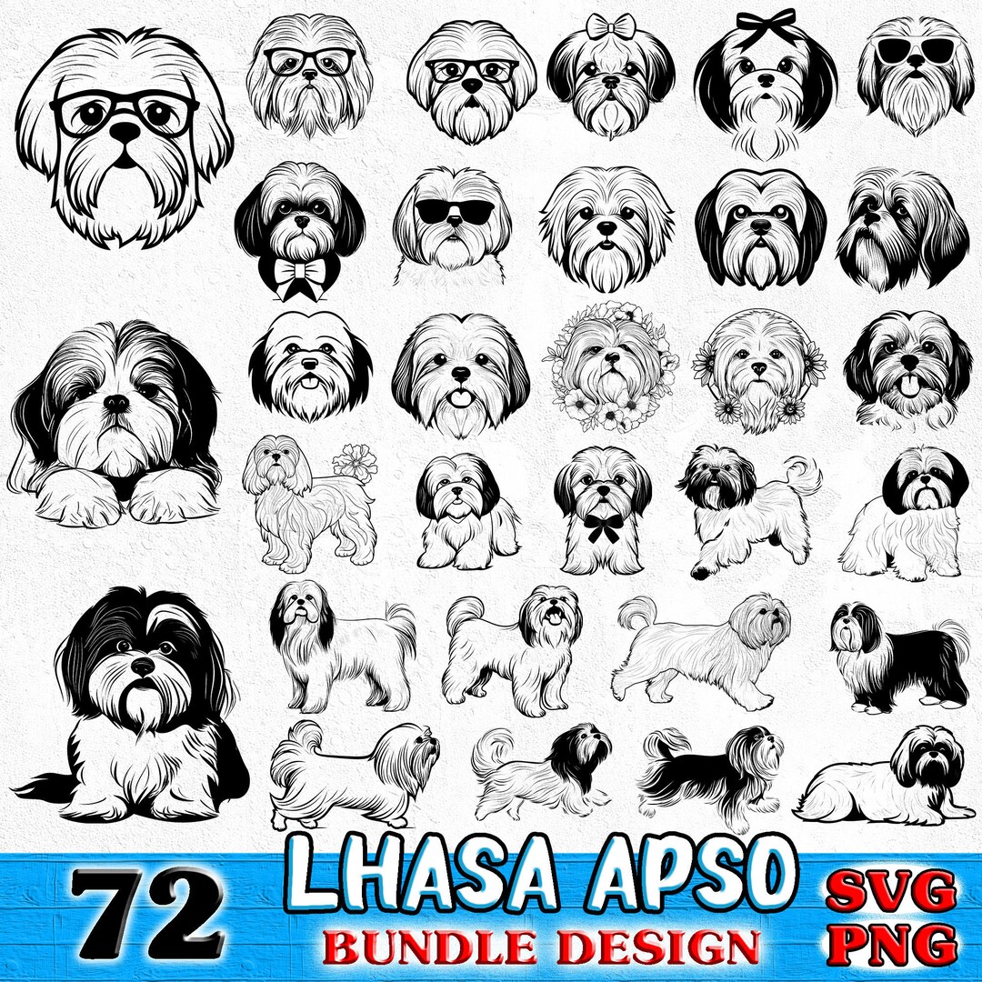 Lhasa Apso Svg & Png Bundle Dog Lover Pet Owner Designs for Cricut ...