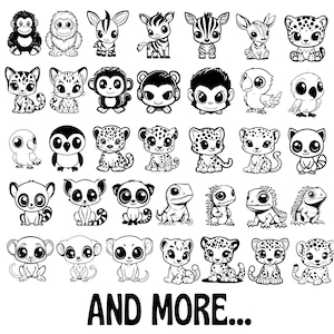 Chibi Jungle Animals Svg Dxf Png Pdf Jpeg Bundle Instant Digital ...