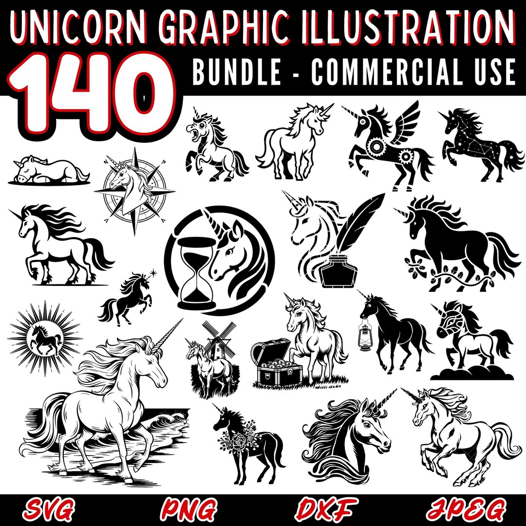 Unicorn Graphic SVG Bundle | Cute Unicorn Illustration Cut Files for ...