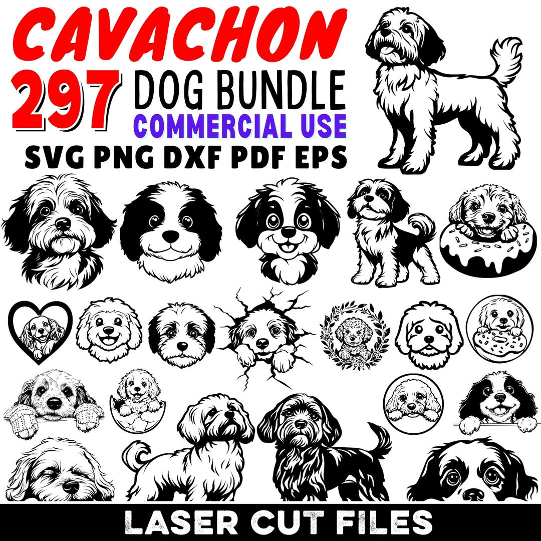 Cavachon Dog Laser Cut Files | SVG DXF Bundle | Cavalier Bichon Mix ...