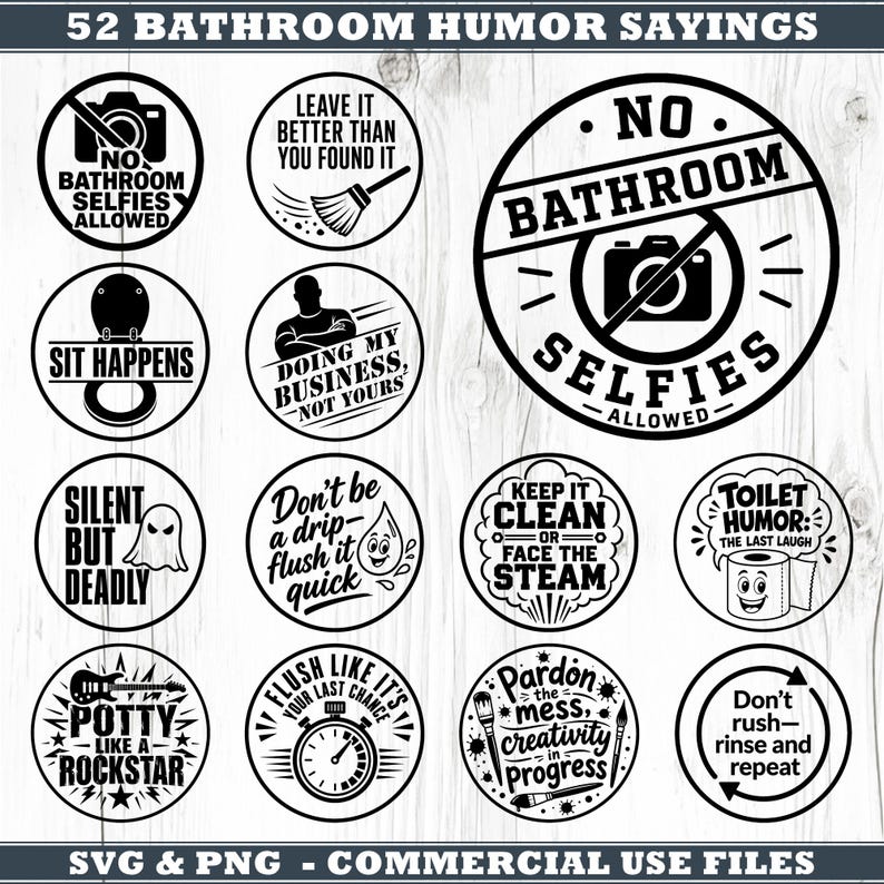 Bathroom Humor Coaster SVG & PNG Bundle With Funny Sayings for Digital ...