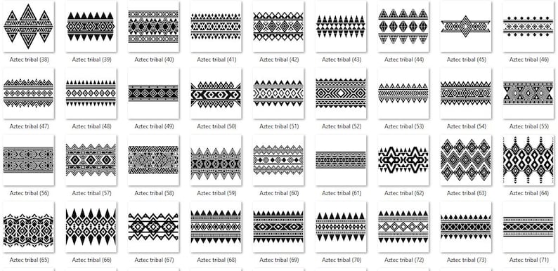 Aztec Line Svg Png Pdf Bundle Horizontal Tribal Pattern Borders for ...