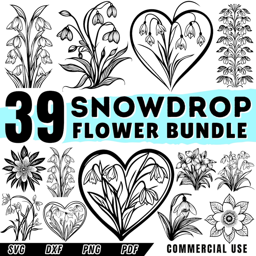 Snowdrop Flower SVG | DXF Bundle | Floral Cut Files for Cricut | Spring ...