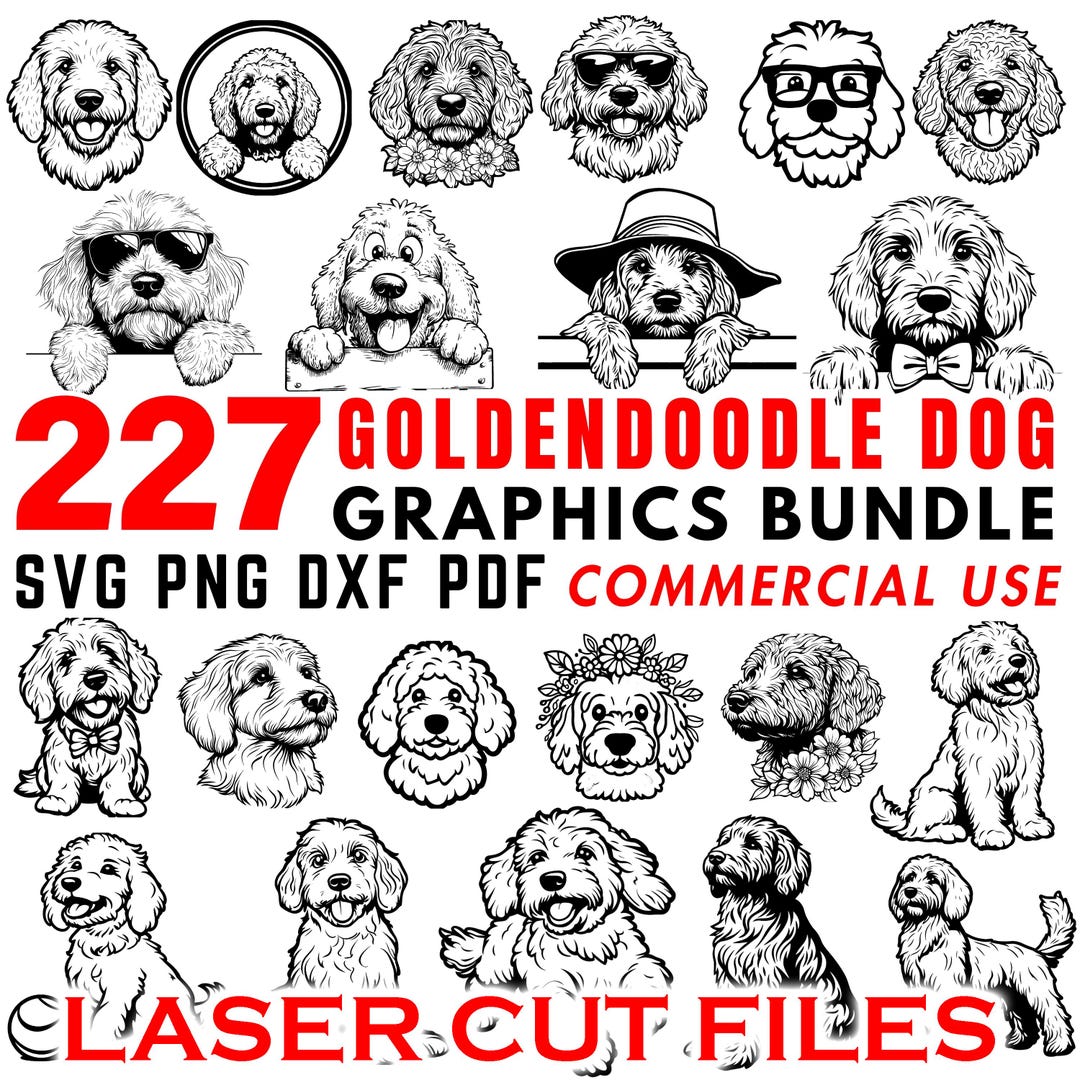 Laser Cut Files Goldendoodle Dog Svg Dxf Png Jpeg Bundle Instant ...
