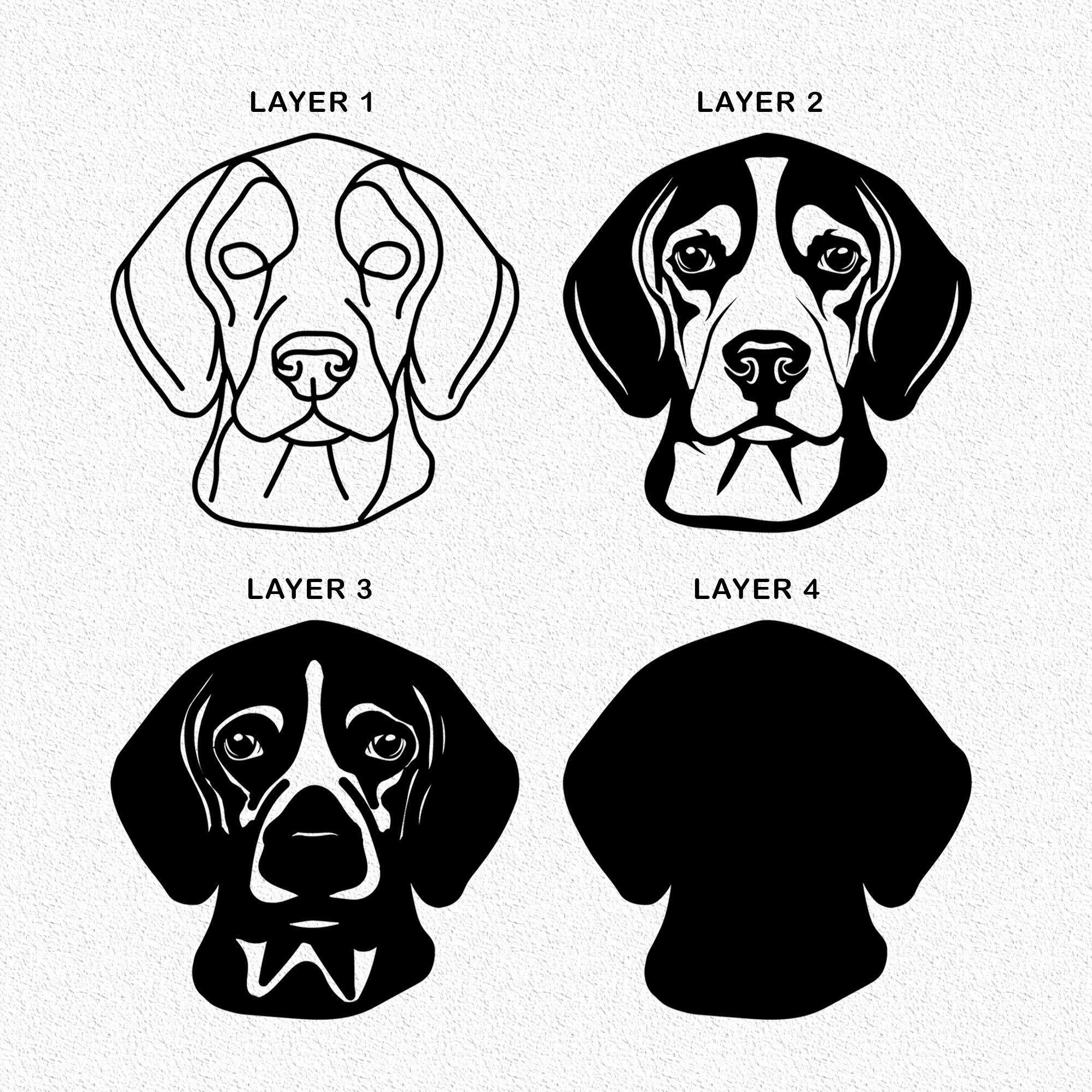 140 Dog Heads Multi Layer Laser Cut Files Dxf, Svg, Eps and Pdf Bundle ...