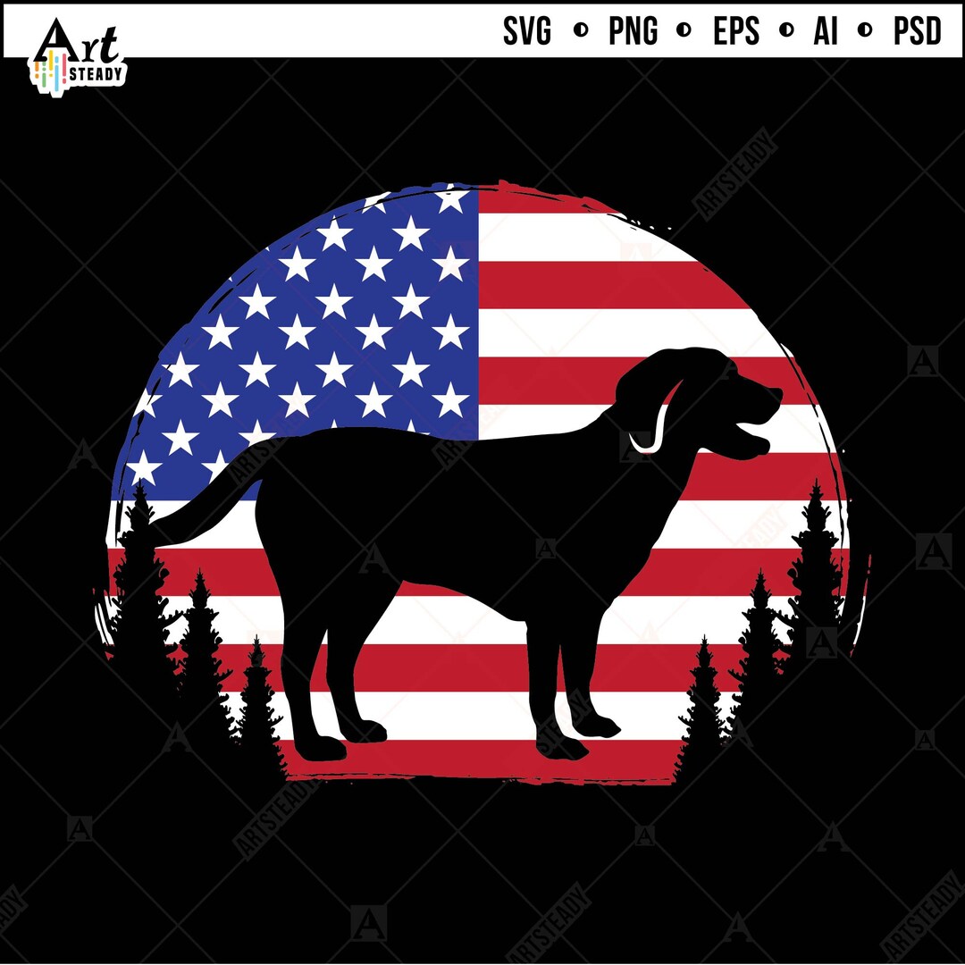 Labrador Retriever Svg Files Patriotic American USA Flag Sunset Style ...